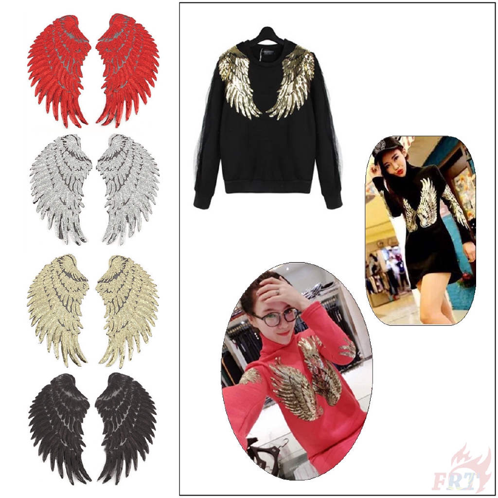 ☸ INS Patch ☸ 1Pair Wings Sequined Patch Diy Sew On Iron On Clothes ...
