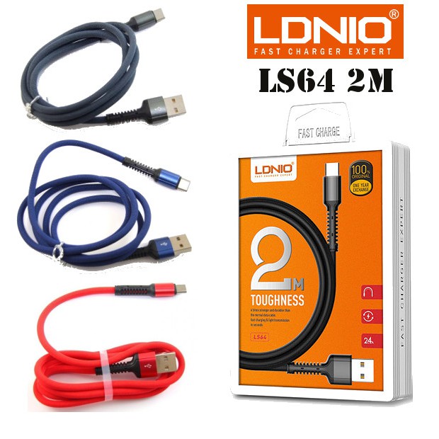 Ls64 - LDNIO สายเคเบิลเดนิม 2.4A USB-A เป็น USB-C 200 ซม. | Shopee Thailand
