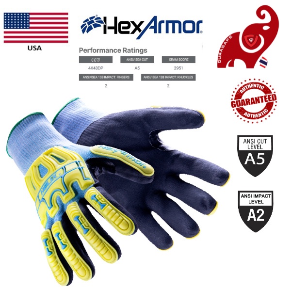Hexarmor 3010 Helix Core Impact, Grip & Abrasion Resistant Nitrile Coated Touchscreen Glove Blue ...