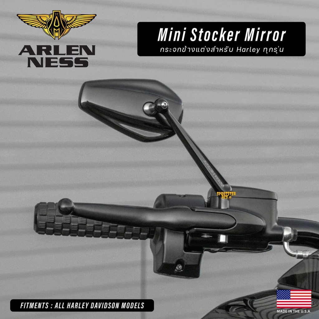 Arlen Ness - Mini Stocker Mirrors กระจกข้างแต่งสำหรับ Harley ทุกรุ่น ...