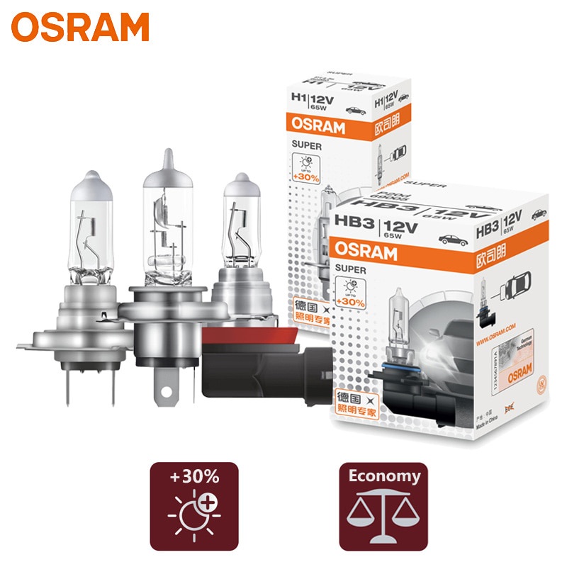 Osram H1 H4 H7 H11 9003 9005 9006 65W หลอดฮาโลเจน HB2 HB3 HB4 12V 3200K โคมไฟ + 30 % Bright รถ ...