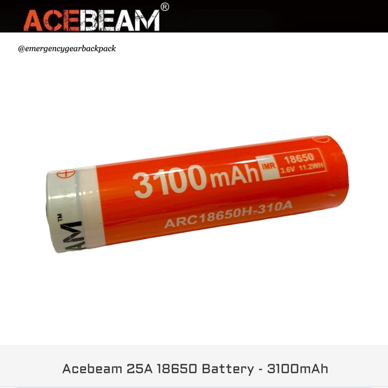 ACEBEAM 18650 3100mAh 25A High-drain Li-ion Battery | Shopee Thailand