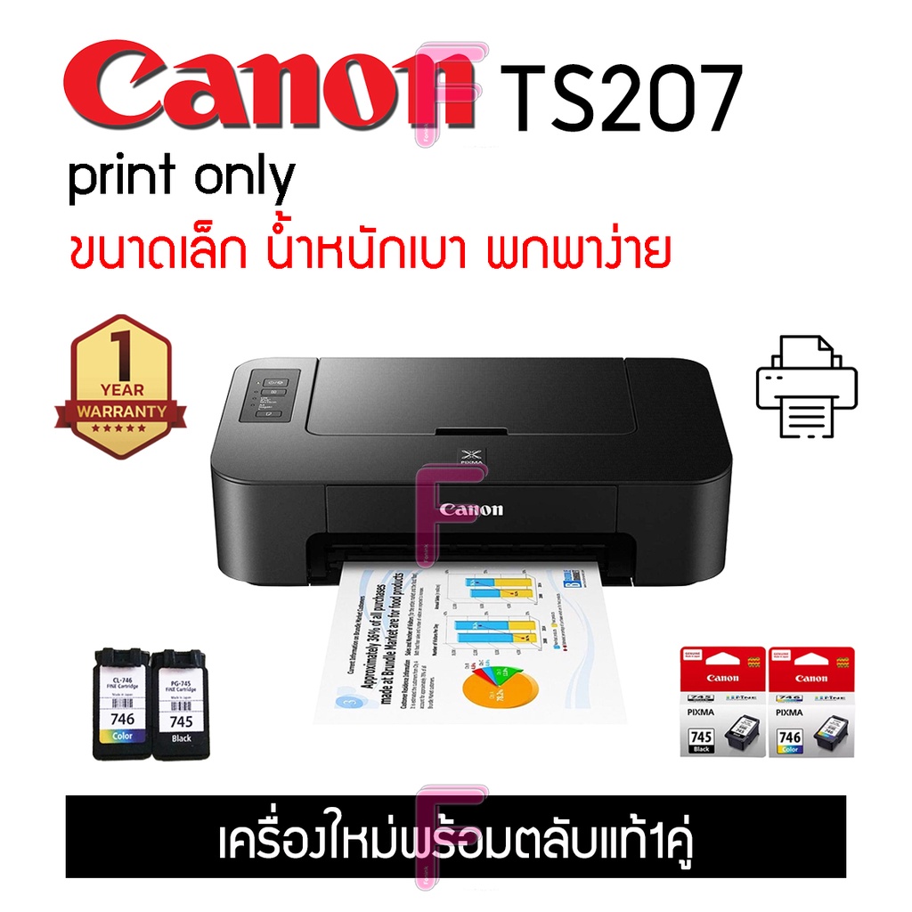 Canon TS207 PrinterA4 เครื่องพิมพ์ขนาดA4ขนาดเล็กพกพาง่าย | Shopee Thailand