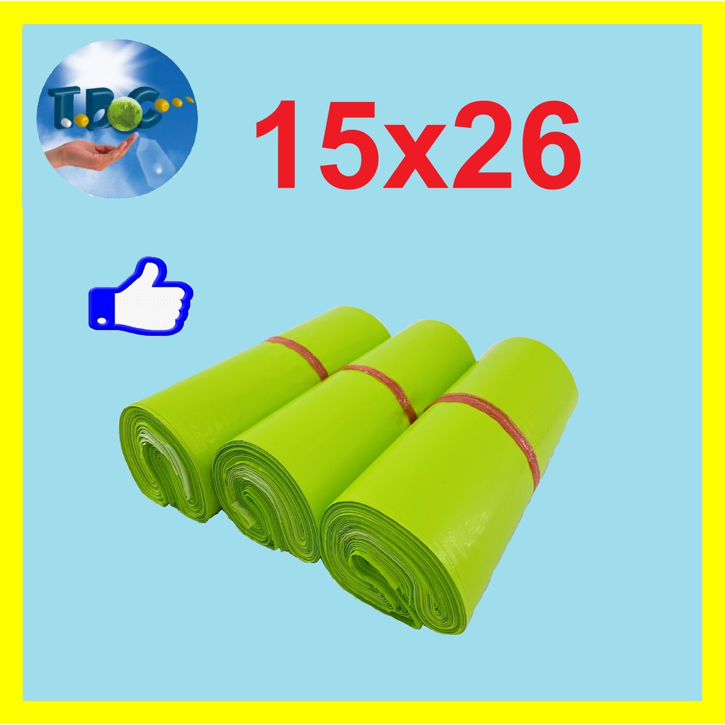 ถุงไปรษณีย์สีเขียว (15x26) ซองไปรษณีย์สี ซองพัสดุสี ถุงพัสดุ แพคละ100ใบ ...