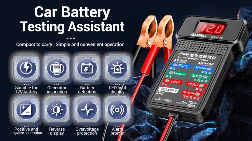 Aneng BT-171 เครื่องทดสอบแบตเตอรี่ 12V อเนกประสงค์ พร้อมหน้าจอแสดงผล LED | Shopee Thailand