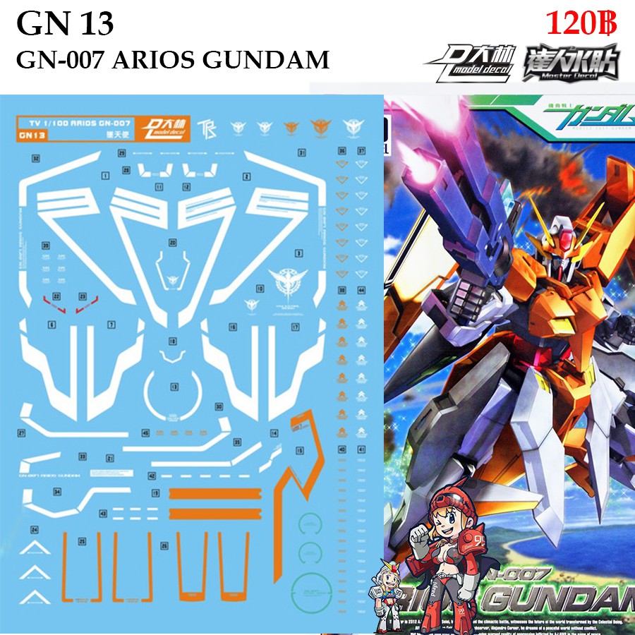 ดีคอลน้ำ [D.L. Darlin] GN13 ARIOS GUNDAM MG 1/100 Water Decal GN 13 ...