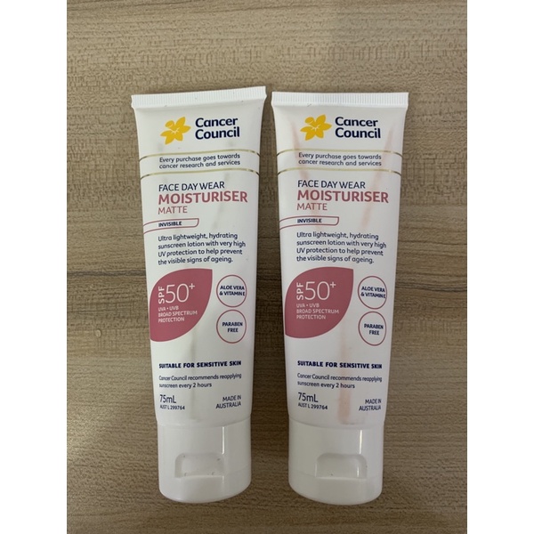 พร้อมส่ง ครีมกันแดด Cancer Council Australia Face Day Wear Moisturiser Matte SPF 50+ UVA UVB 75 ...