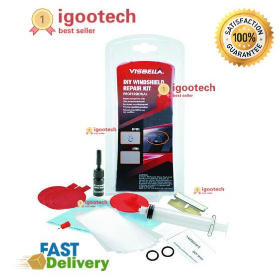 igootech Visbella USA ของแท้ 100% ชุดซ่อมกระจกรถยนต์ ชุดน้ำยาซ่อมกระจกรถยนต์ DIY Windshield ...