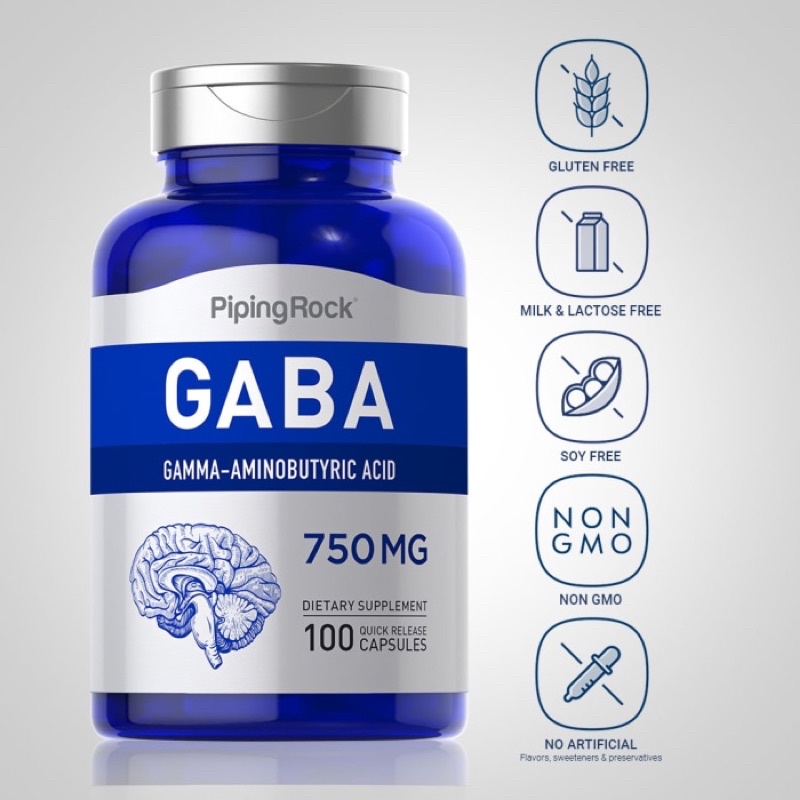 GABA 750 mg 100 Quick Release Capsules กาบา 750 มก. 100 แคปซูล | Shopee ...