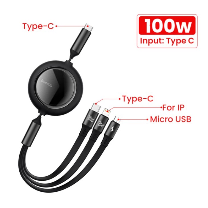 Baseus สายชาร์จไว 100W 3in1 USB C Cable Fast Charge สายชาร์จไว 100W | Shopee Thailand