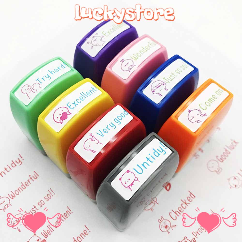 LUCKY English Commentary Stamp DIY Teaching stamp Reward Seal Self-ink ...