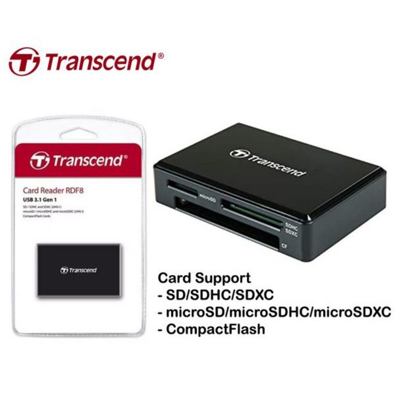 Transcend Card Reader RDF8 UHS-I All In One USB3.1 รับประกันศูนย์ 2 ปี ...