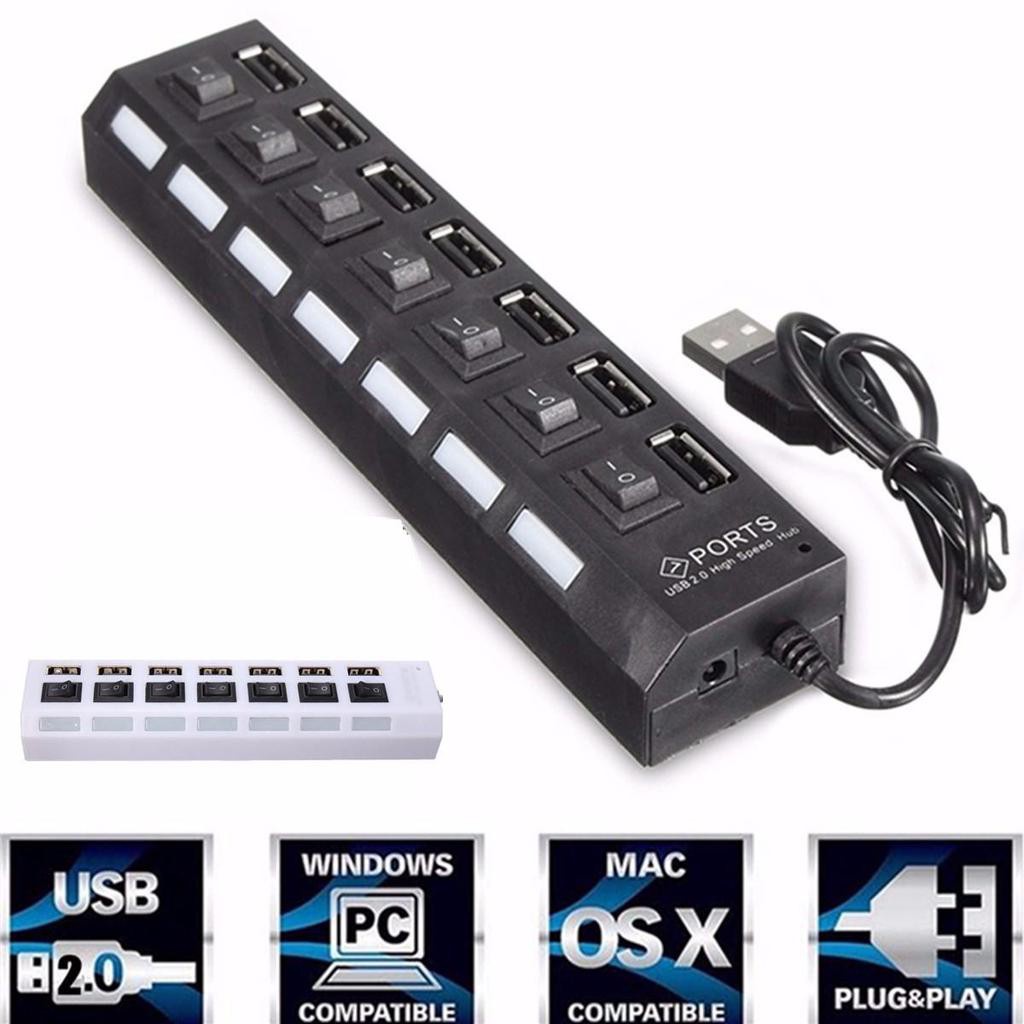USB Hub 7 Port ความเร็วสูงพอร์ต USB 2.0 HUB สวิทช์ที่ใช้ร่วมกันสำหรับ ...