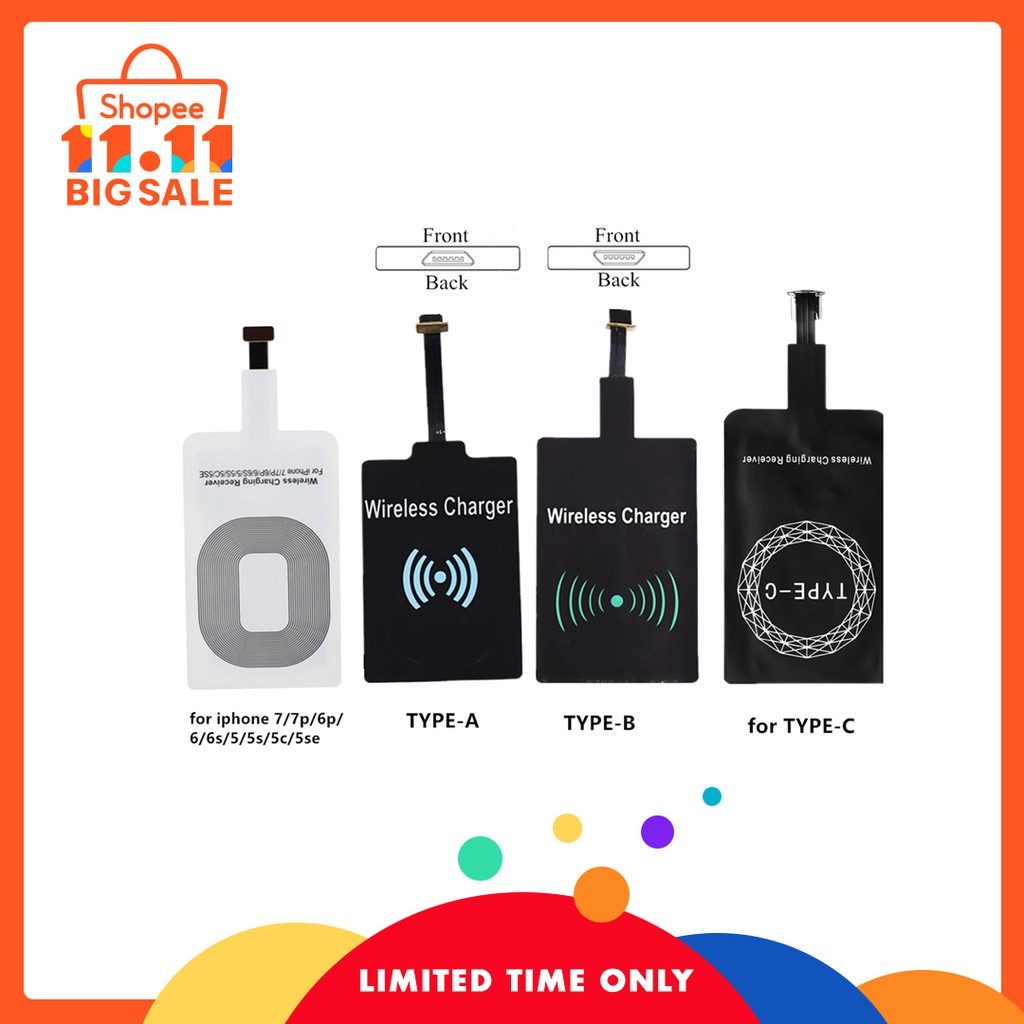 QI Wireless Charging Receiver Pad Kit สําหรับ Android iPhone โทรศัพท์ ...