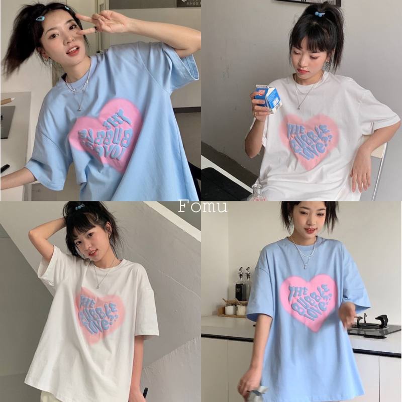 muza เสื้อThe Bubble loveสีพาสเทล สไตส์เกาหลี เสื้อยืดงานดี ผ้าเด้ง ลาย ...