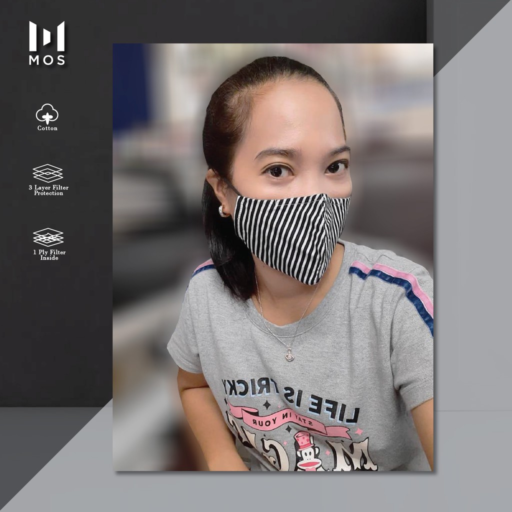 หน้ากากคอตตอนมัสลิน 3D ลายริ้วขาวดำ 1 ห่อมี 2 ชิ้น รุ่น MKCOT-WHB-M / MKCOT-WHB-L | Shopee Thailand