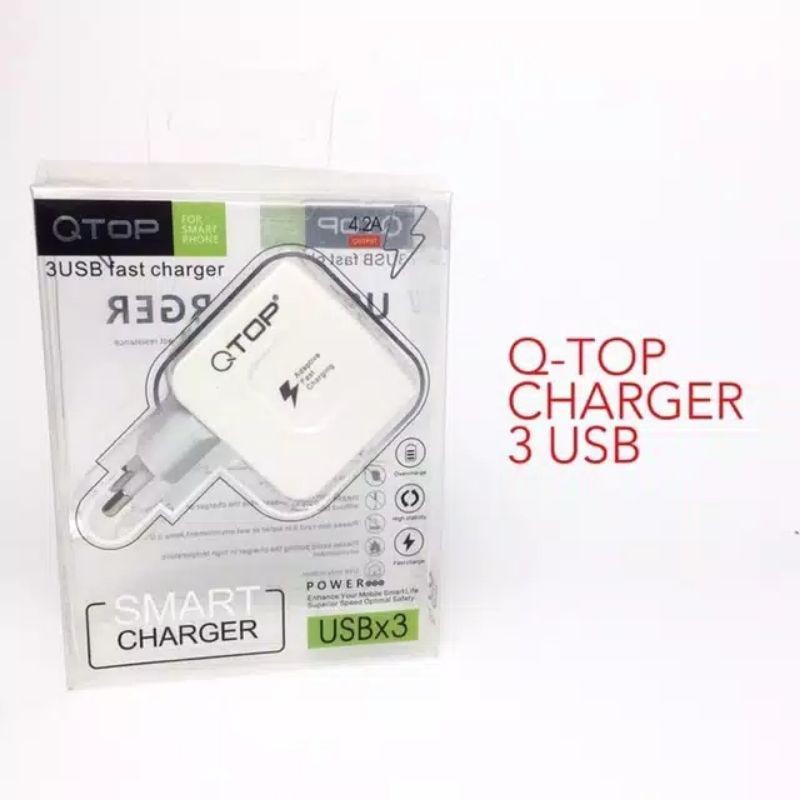 Qtop ที่ชาร์จอัจฉริยะ QTOP 3 USB 4.2A 3 รู ชาร์จเร็ว | Shopee Thailand