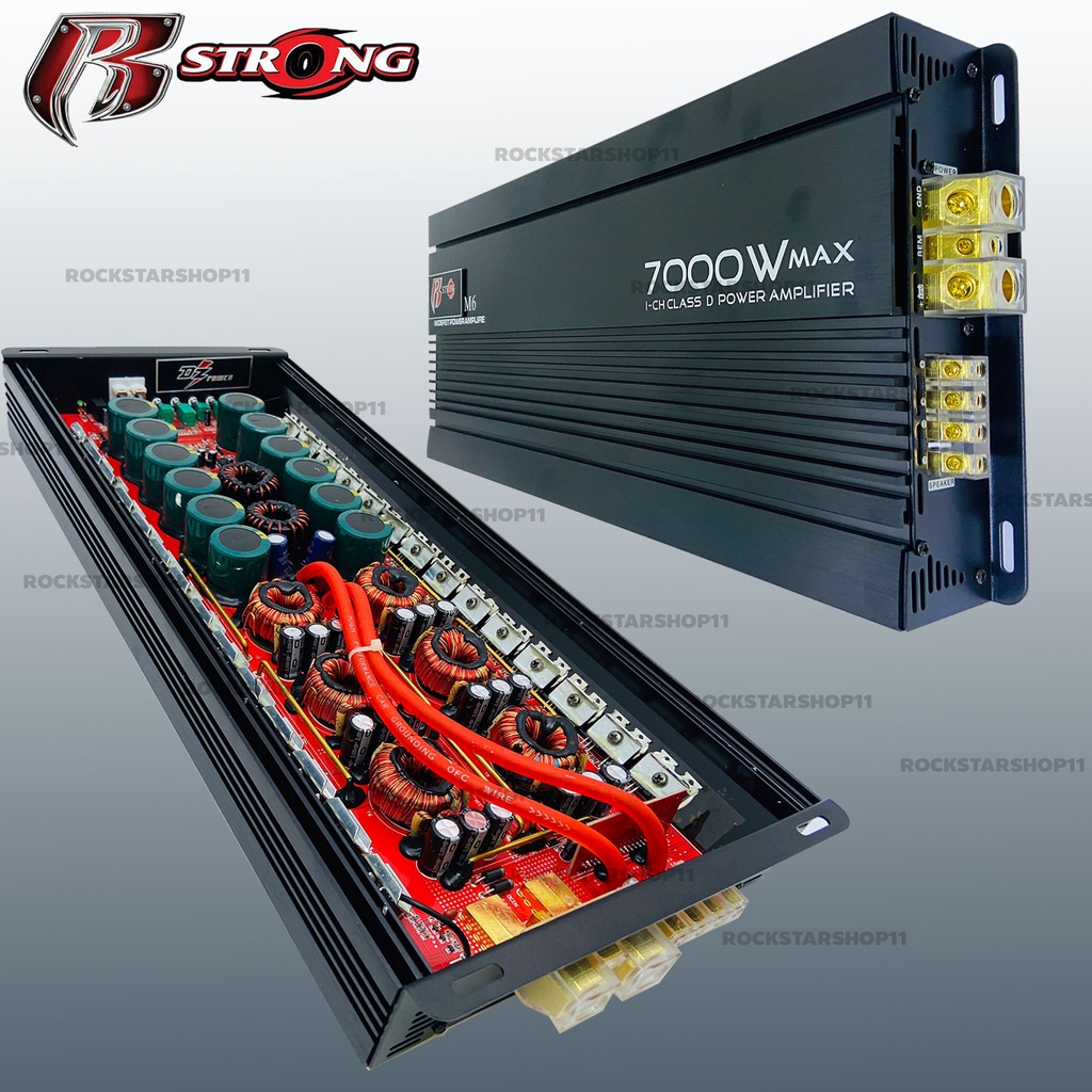 แอมป์ขับลำโพงซับ10-15นิ้ว R STRONG เพาเวอร์แอมป์รถยนต์ CLASS D 2CH.7000W รุ่น R-7000M6 เพาเวอร์ ...