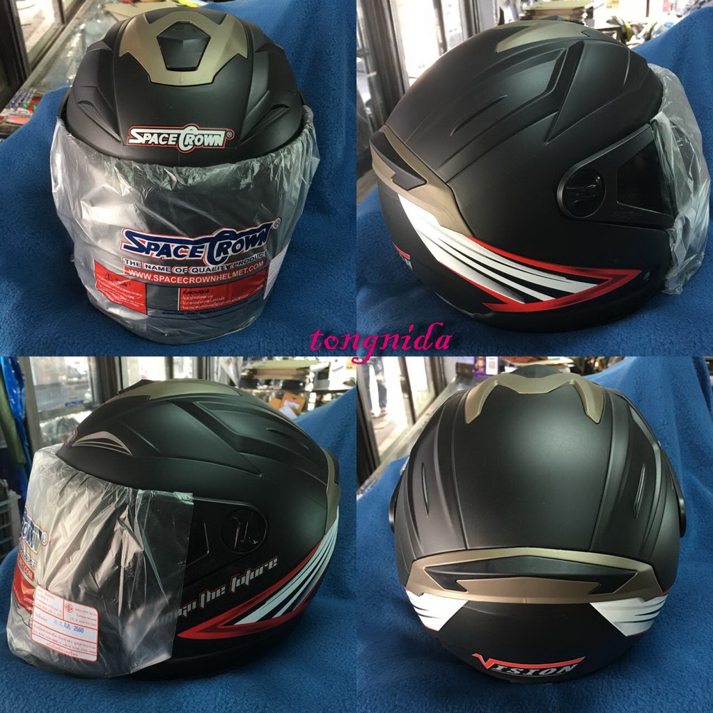 หมวก กัน น็อค เต็มใบ เปิด หน้า ได้ SPACE CROWN VISION ลายใหม่ หลายสี ...