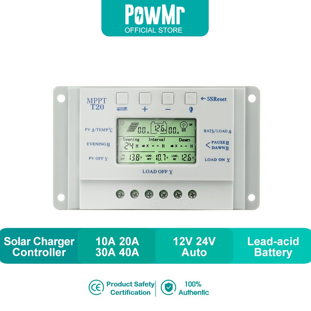 [ส่งในไทย] Powmr MPPT Charge controller เปิดปิด PV ได้ 10 20 30 40A USB ...