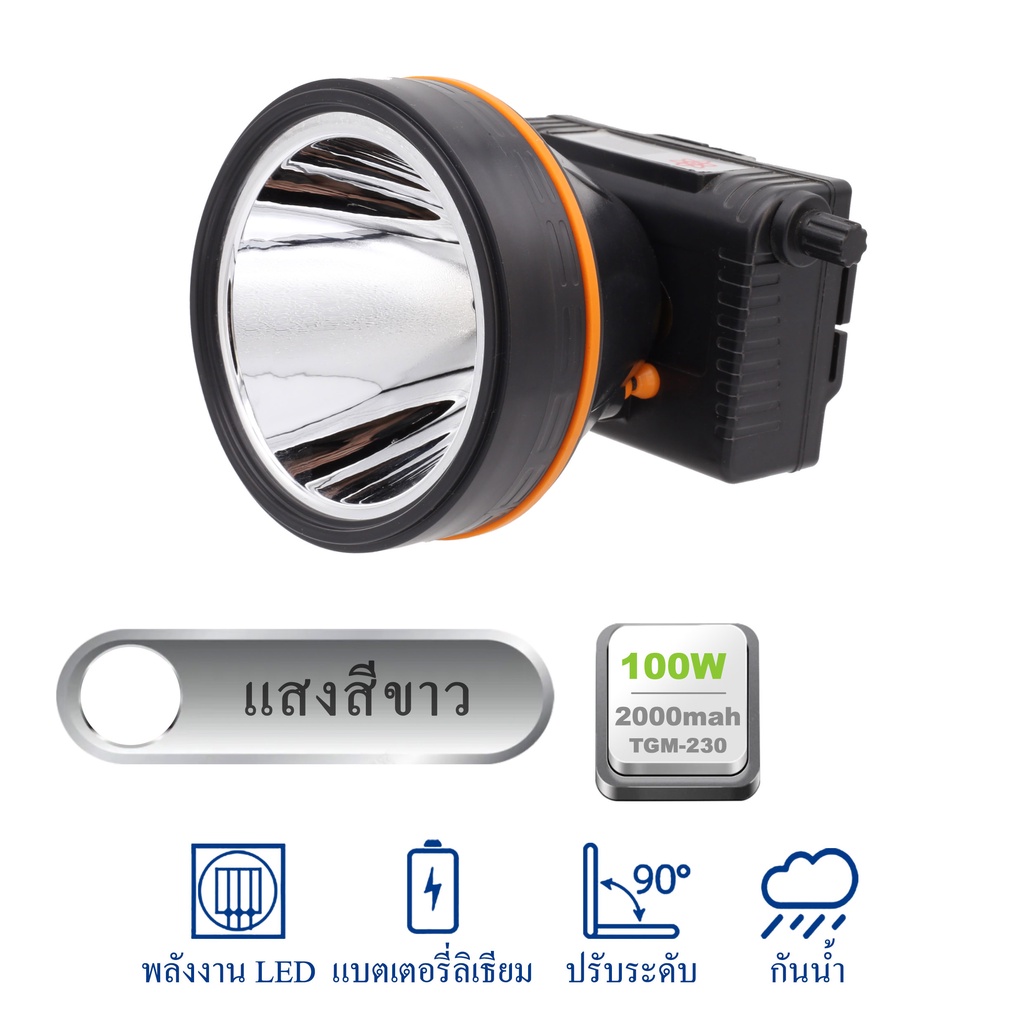 HONGFA ไฟฉายคาดหัว แรงสูง กันน้ำ แบตเตอรี่ญี่ปุ่น ส่องสว่างระยะไกล LED ...