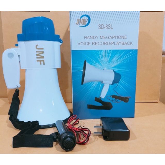 JMF โทรโข่ง รุ่น SD-8SL (พร้อมแบตเตอรี่+ไมโครโฟน) สามารถอัดเสียงได้ + มีเสียงดนตรี มี 2 สี (น้ำ ...