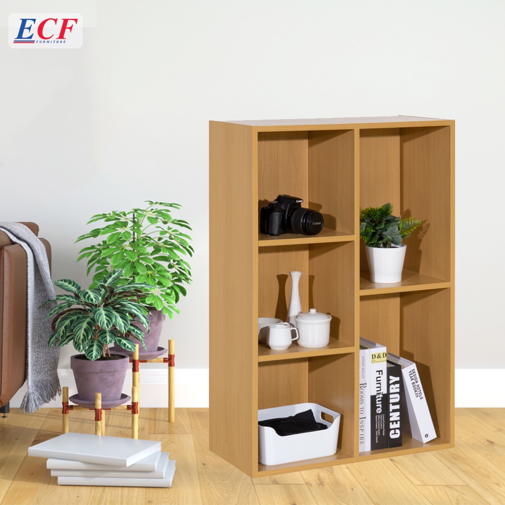 ECF Furniture ชั้นวางของอเนกประสงค์ ชั้นวางหนังสือ 5 ช่อง | Shopee Thailand
