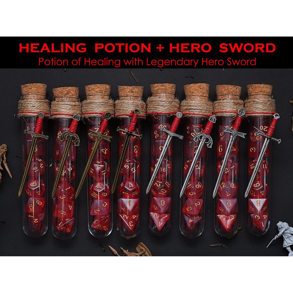 Potion of Healing & Legendary Hero Sword Dice Set of 7 | ลูกเต๋า Dice ...