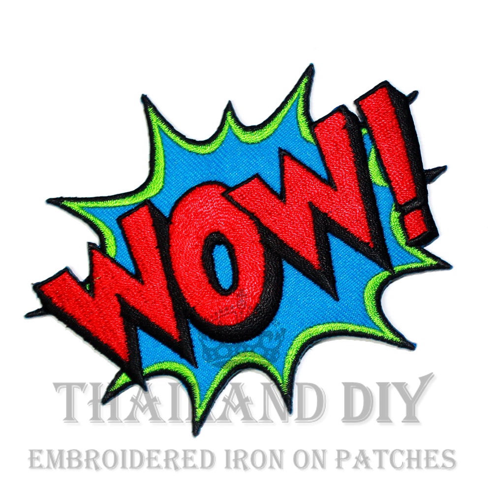 ตัวรีดติดเสื้อ ตัวรีดการ์ตูน ซุปเปอร์ฮีโร่ คำพูด WOW! Superhero Cartoon Comic Patch wop งานปัก ...