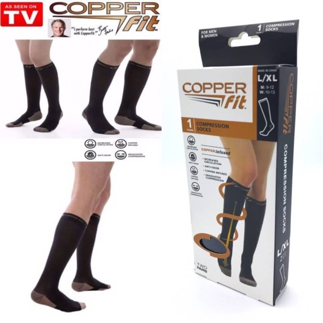 Superhomeshop ถุงเท้า เพื่อสุขภาพขนาดยาวพิเศษ Copper Fit Compression ...