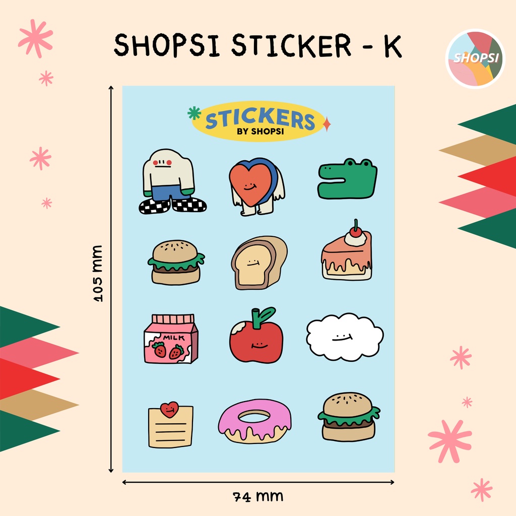 EXCLUSIVE | SHOPSI STICKER V2 สติ๊กเกอร์น่ารัก ลายการ์ตูน ขนาด A7 ผิว ...