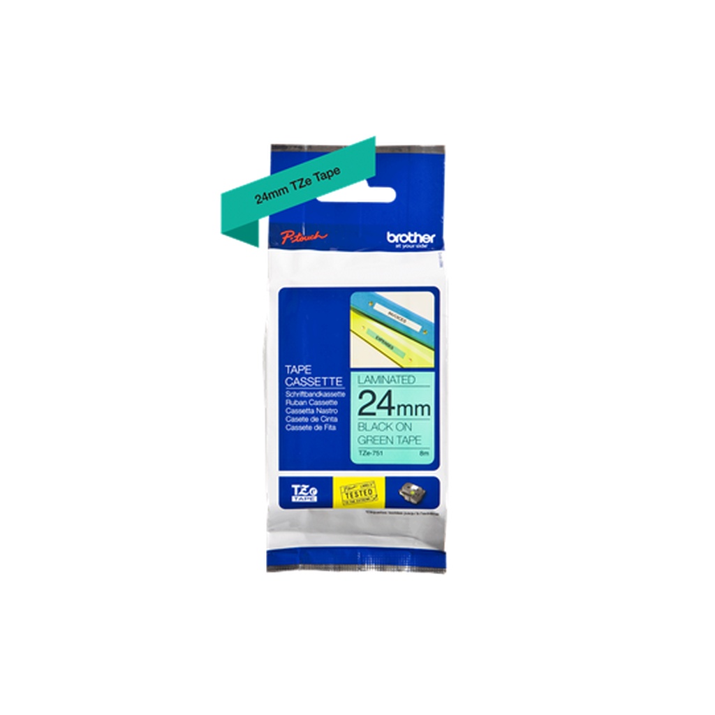 Brother TZE-751 TZE TAPE เทปพิมพ์อักษร ของแท้ ขนาด 24 มม. อักษรสีดำ ...
