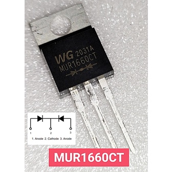 (1ตัว) MUR1660CT (หัวเข้า) Ultra Fast Diode , 16A 600V TO-220AB (รหัส ...