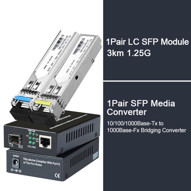 Sfp เส้นใย RJ45 Media Converter SFP 10/100/1000M Ethernet Converter Transceiver พร้อมโมดูล ...