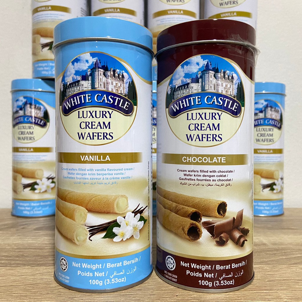 White Castle Luxury Cream Wafers 100g. (Chocolate Hazelnut/ Vanilla ...