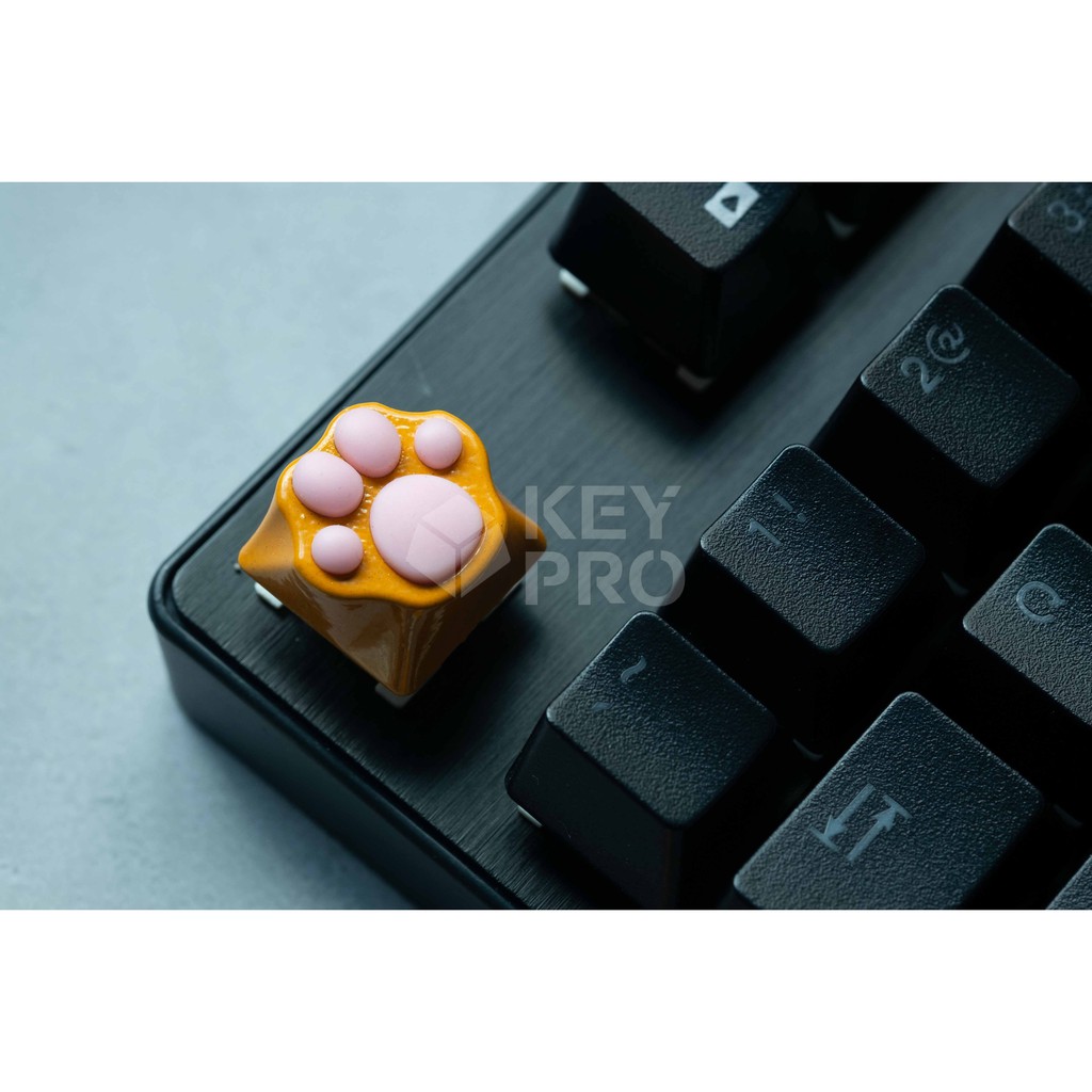 ปุ่มคีย์แคปโลหะลาย อุ้งเท้าแมว Cat Paw Keycap ตรงอุ้งเท้าทำมาจากยาง ...