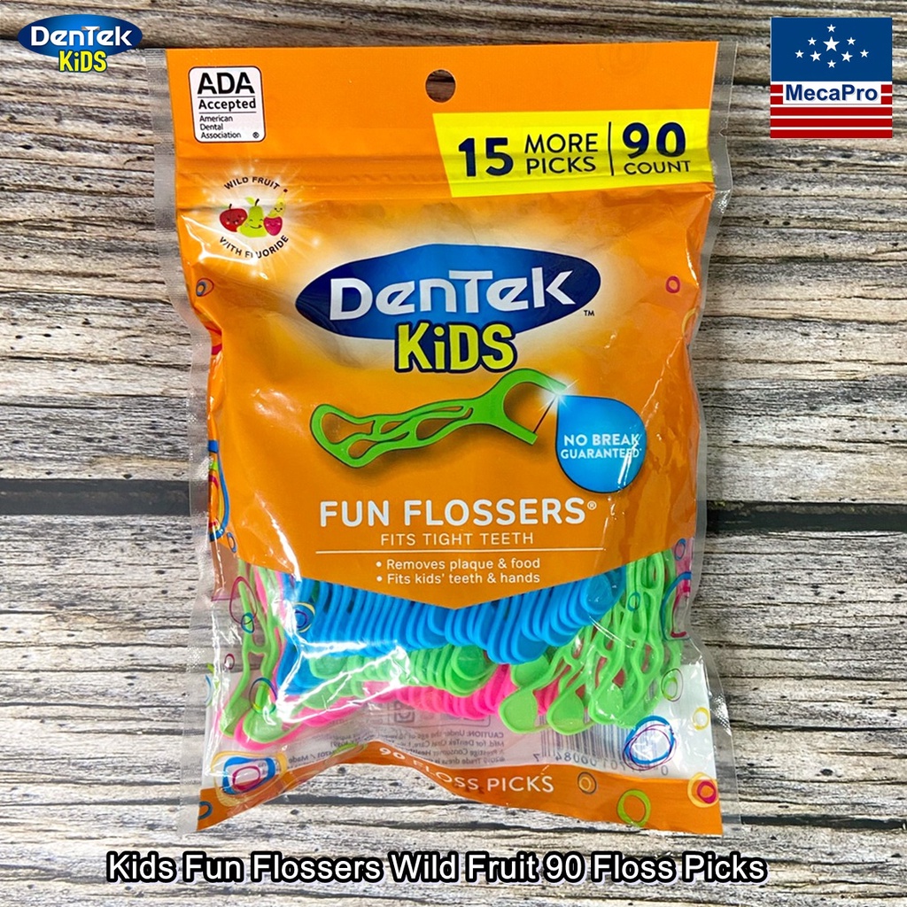 DenTek Kids™ Fun Flossers ,Wild Fruit 90 Floss Picks ไหมขัดฟัน เคลือบ ...