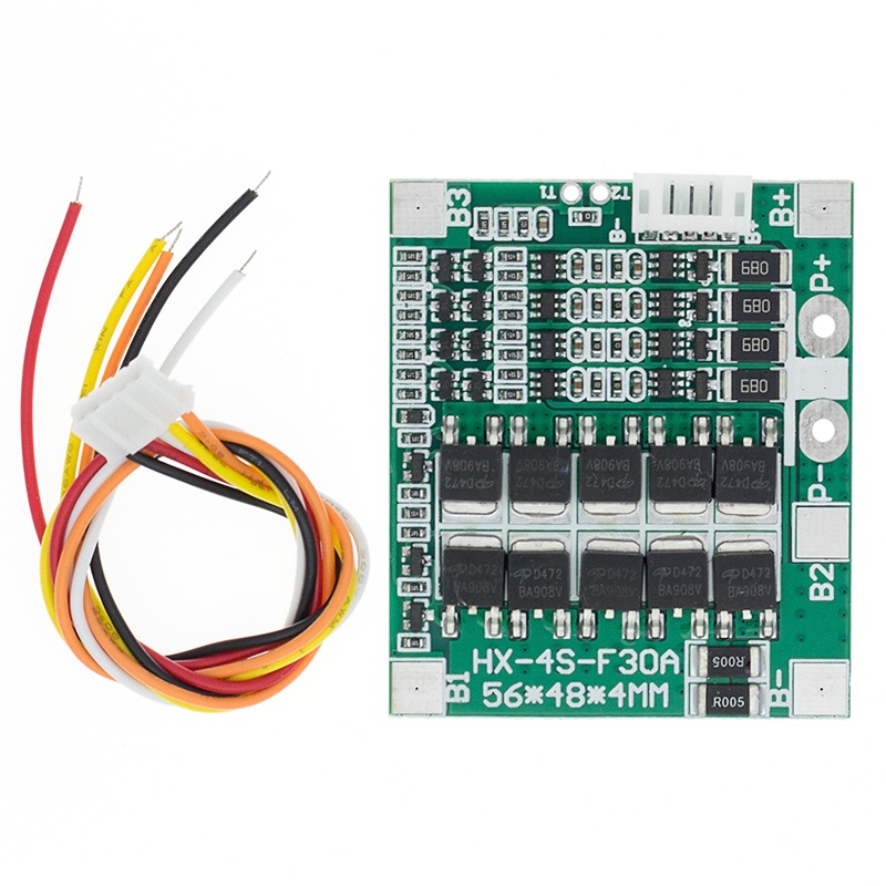 บอร์ดป้องกันแบตเตอรี่ลิเธียม 4S 30A 14.8V Li-ion 18650 BMS PCB 48x56 ...