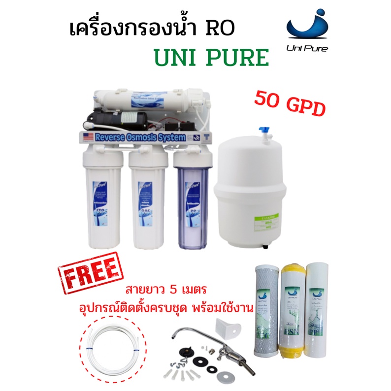 เครื่องกรองน้ำระบบ Ro 50 GPD Uni-Pure | Shopee Thailand