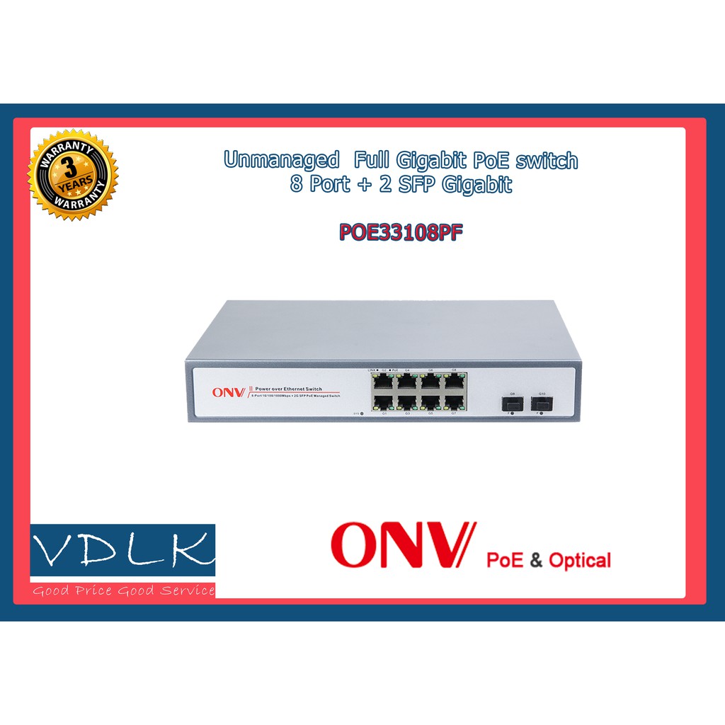 PoE switch Gigabit 10-port unmanaged ONV POE33108PF | Shopee Thailand