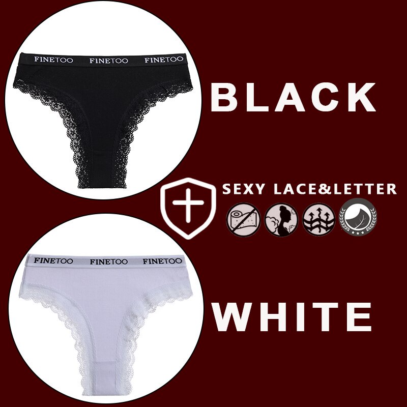 FINETOO 2PCS/Set Women's Cotton Panties Girls Letter Thongs Brazilian ...