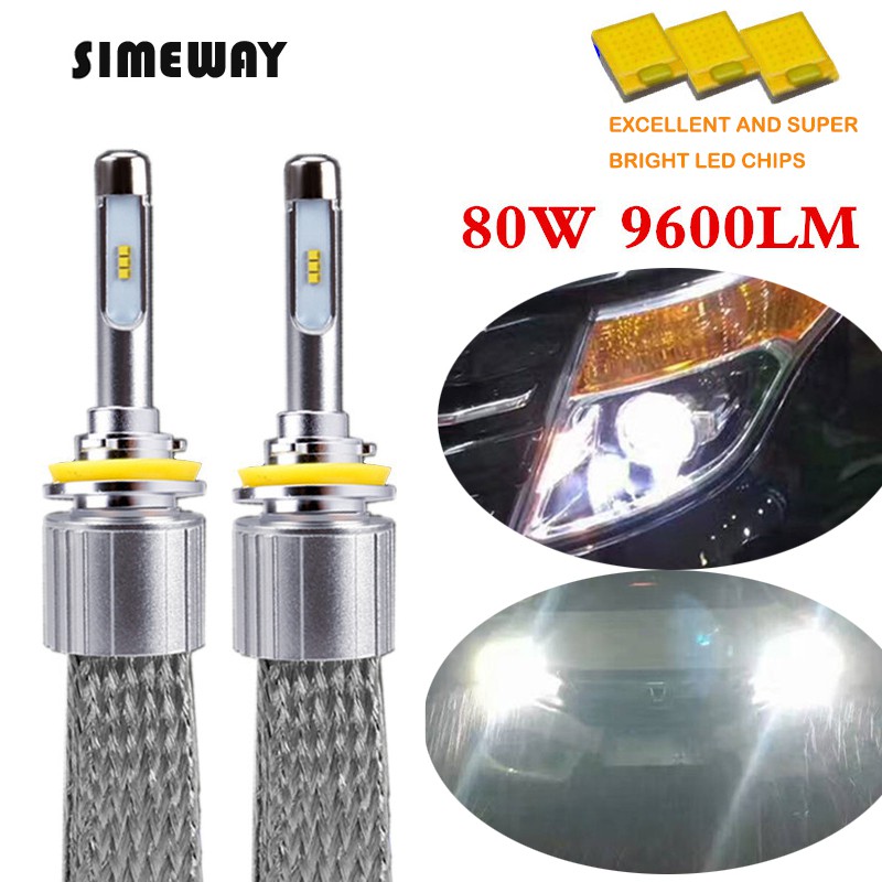 2pc รถ LED H7 H11 light D2H D2S D1S D4S H4 ไฟหน้า 6000K 12V LED H8 หมอก ...