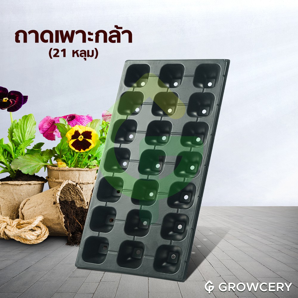 [G] ถาดเพาะกล้า ถาดหลุม ถาดเพาะ จำนวน 21 หลุม (หนา 0.6 มม.) โดย GROWCERY | Shopee Thailand