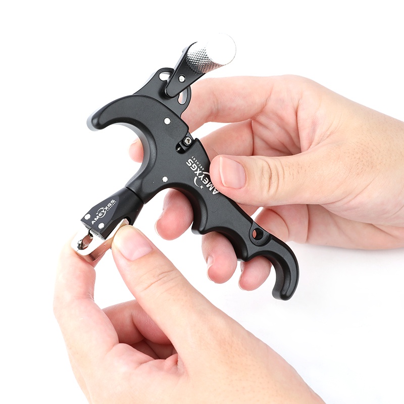 4 Finger Compound Bow Release Aid อลูมิเนียมอัลลอยด์ Thumb Trigger Grip ...