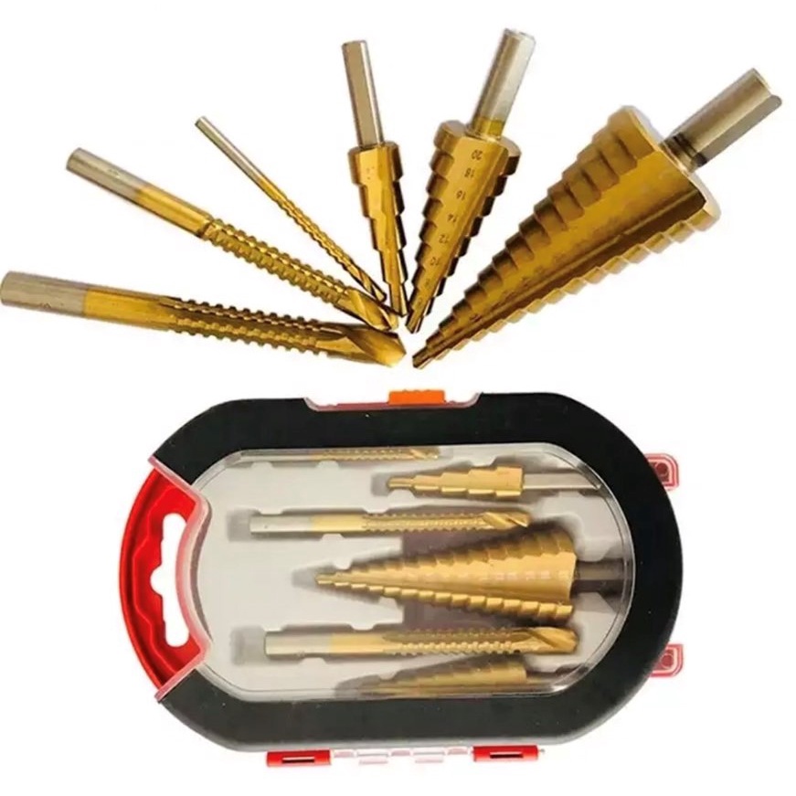 ดอกเจาะเหล็ก ดอกเจาะไม้ ดอกสว่าน แกนหกเหลี่ยม ดอกเจดีย์เจาะขยายรู STEP DRILL SET ดอกเจดีย์ 4 ...