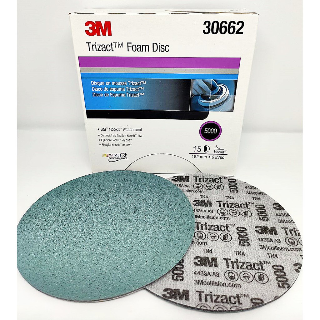 ( x1 กล่อง) 3M Trizact Foam Disc กระดาษทรายกลมไตรแซ็ค ขัดสีรถ 6 นิ้ว ...