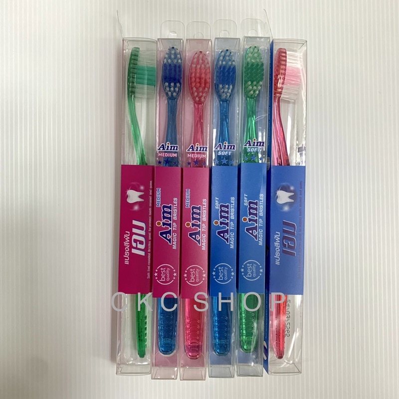 [แพ็ค 12 ชิ้น] AIM Magic Tip แปรงสีฟันผู้ใหญ่ ขนนุ่ม ขนปานกลาง ปลายมน ...