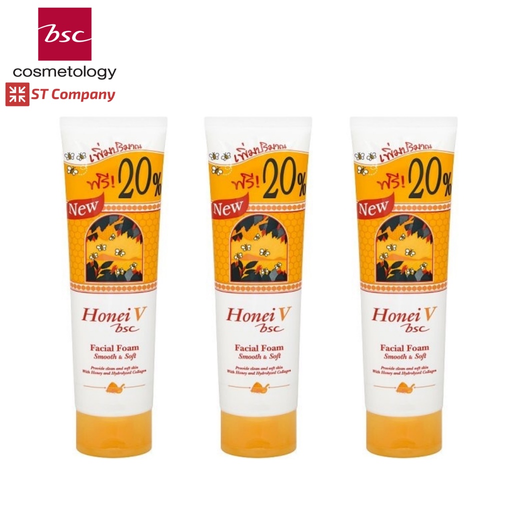 3 ชิ้น 🔥 HONEI V BSC FACIAL FOAM 120 ml ฮันนี่ วี บีเอสซี เฟเชียลโฟม ...