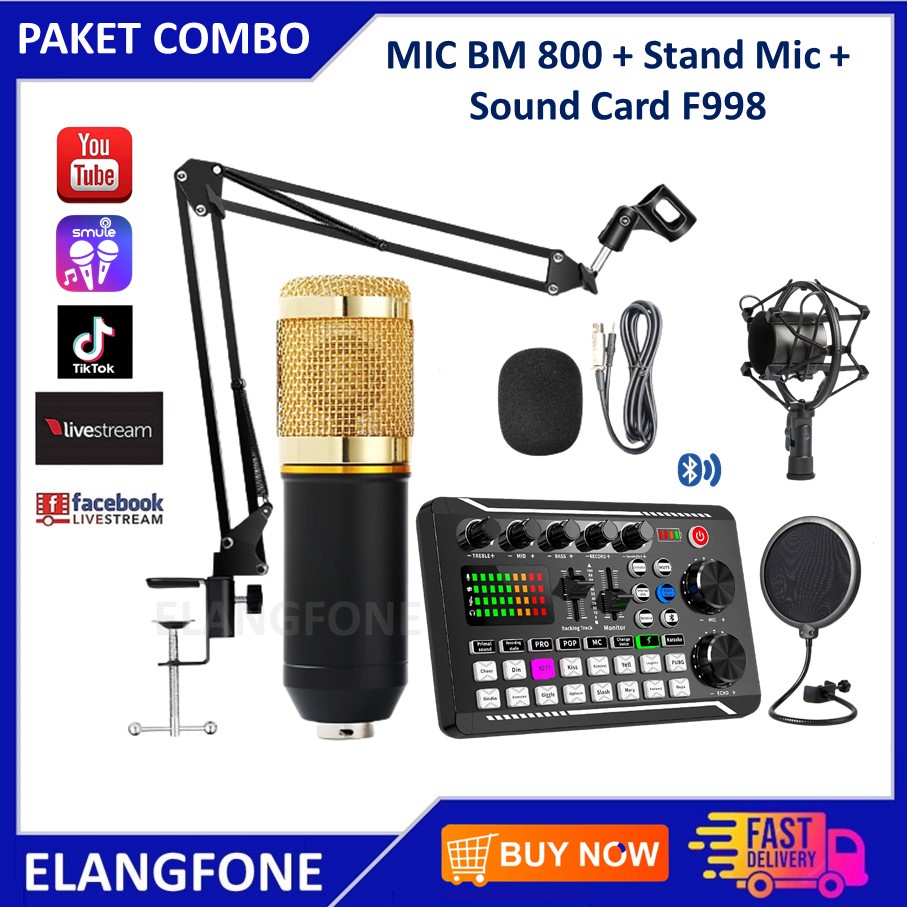 ไมโครโฟน BM800 BM 800 SOUNDCARD V8 V8S F998 พร้อมขาตั้ง | Shopee Thailand