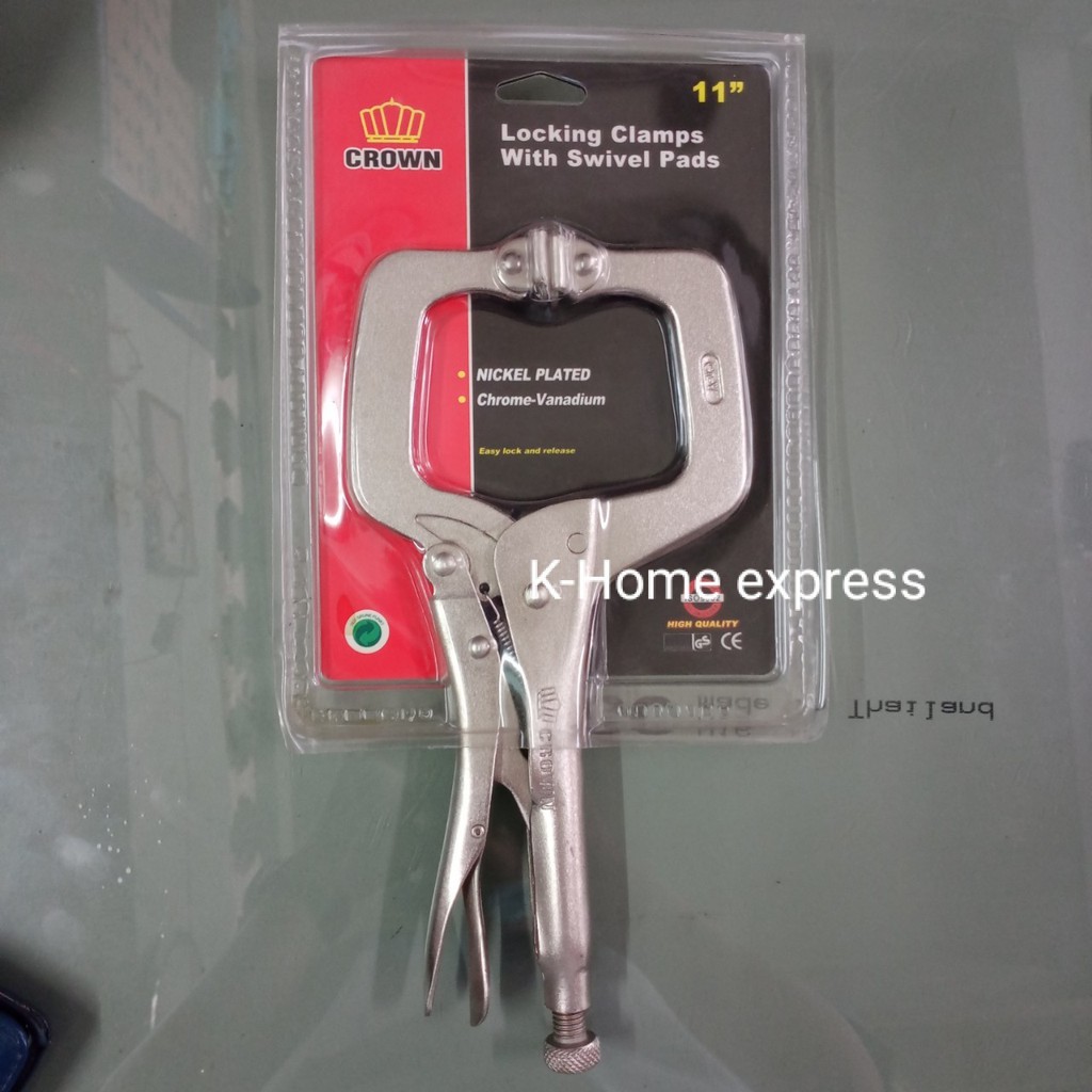CROWN คีมล็อคตัวซี 11 นิ้ว แคล้มป์ล๊อค Locking clamps with swivel pads ...